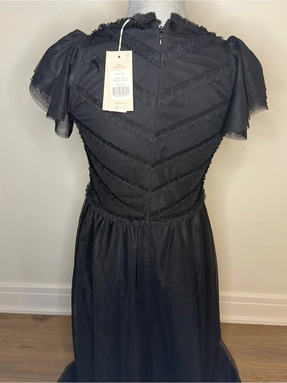 Boden | Dresses | Boden Black Vneck Ruffle Maxi Dress Evening Dress ...